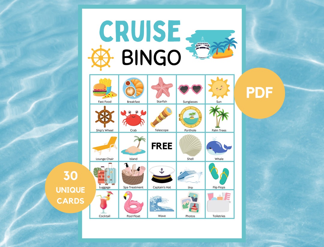 Cruise Bingo - Travel Bingo - 30 Cruise Bingo Cards - Cruise Ship Bingo ...