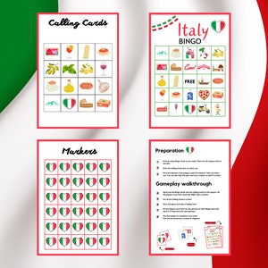 Italy Bingo - Travel Bingo - 30 Italy Bingo Cards - Italy Party Game ...