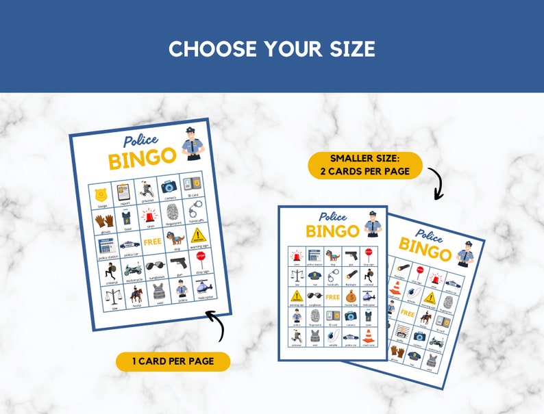 Police Bingo - 30 Police Bingo Cards - Police Party Game - Police ...