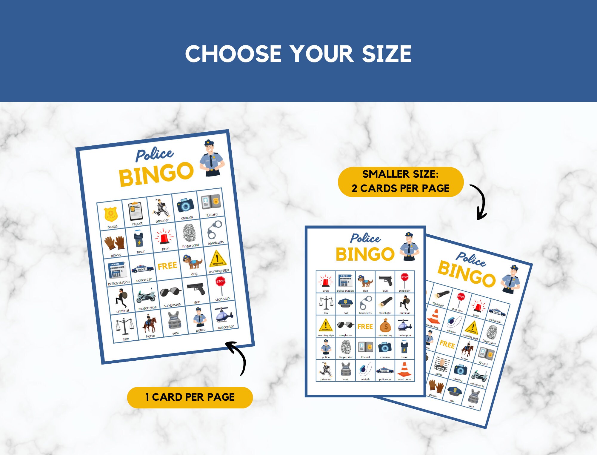 Police Bingo - 30 Police Bingo Cards - Police Party Game - Police ...