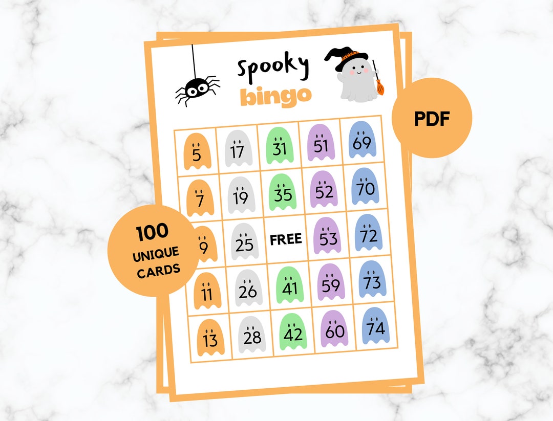 Spooky Bingo - 100 Spooky Bingo Cards - Spooky Party Game - Spooky ...