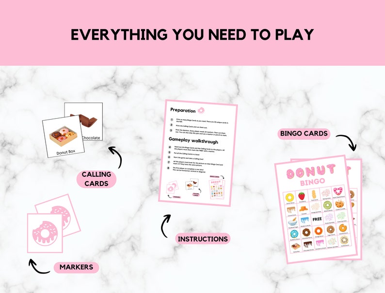 Donut Bingo Donut Party Activity 30 Donut Bingo Cards Donut Party Game ...