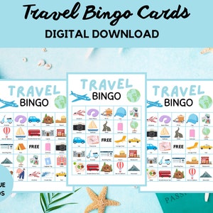 Travel Bingo - 30 Travel Bingo Cards - Travel Party Game - Travel ...