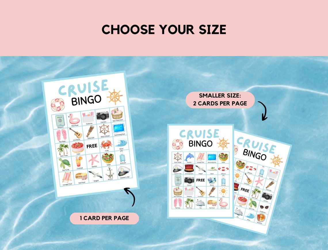 Cruise Bingo - Travel Bingo - 30 Cruise Bingo Cards - Cruise Ship Bingo ...