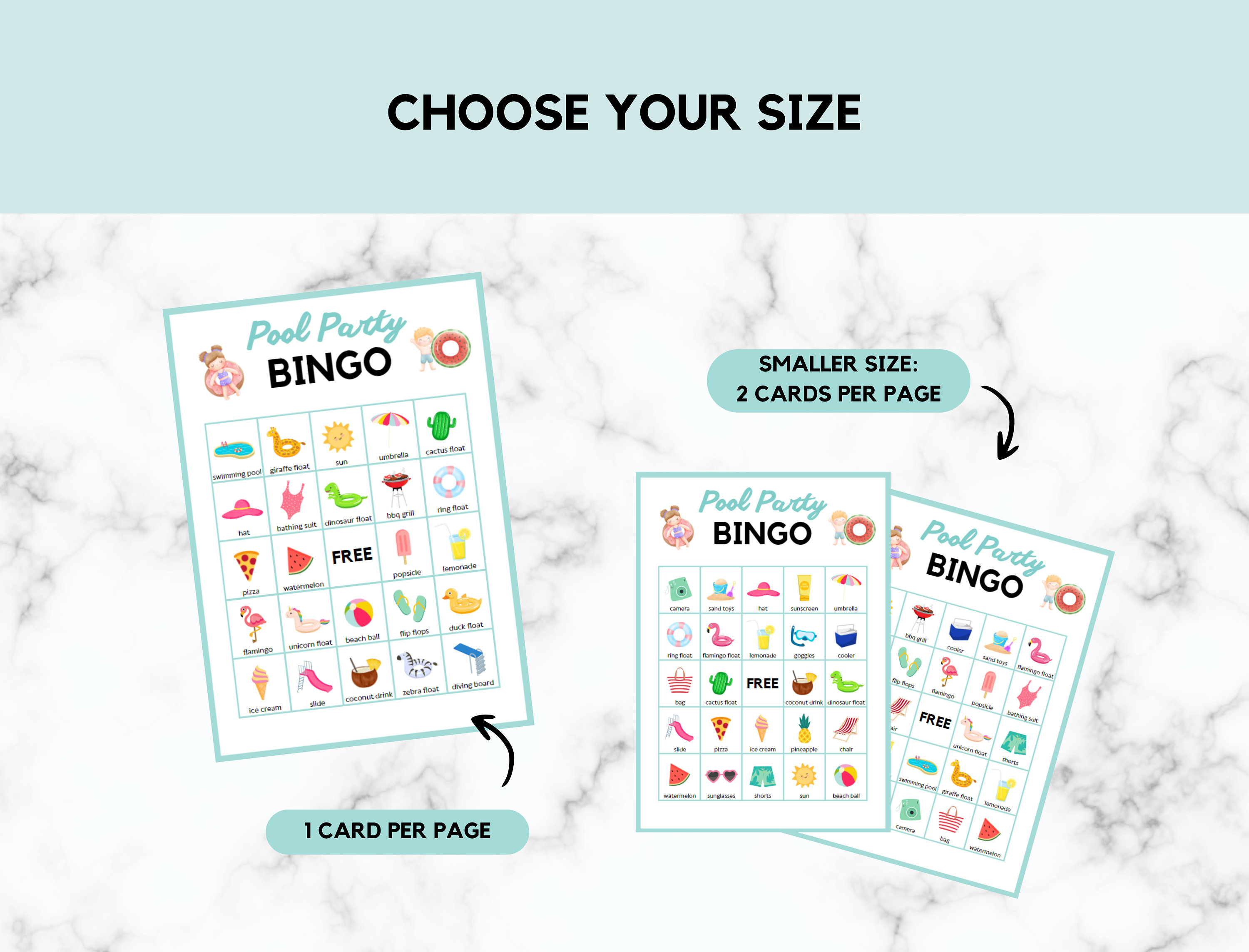 Pool Party Bingo - 30 Pool Party Bingo Cards - Pool Party Game - Pool ...