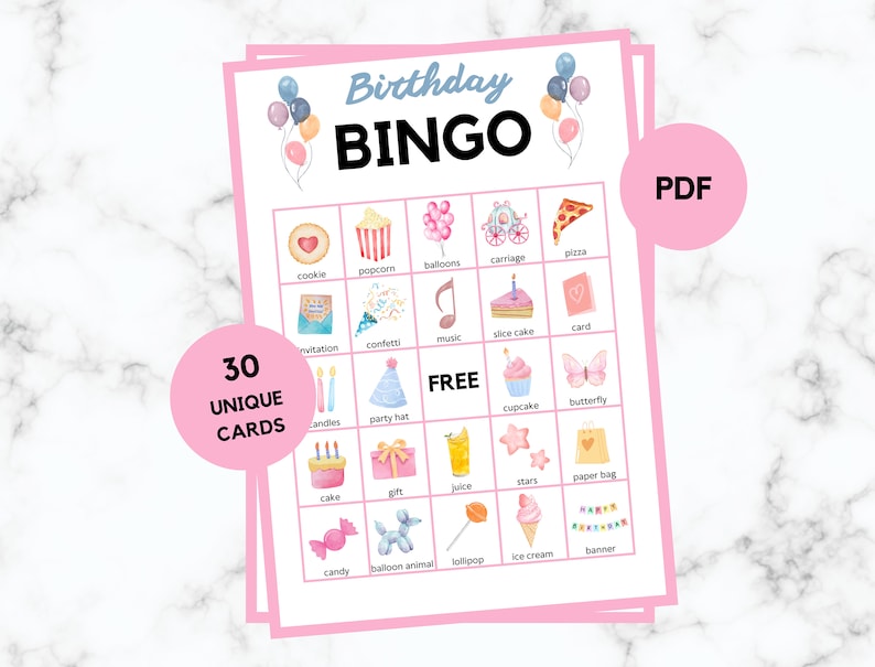 Happy Birthday Bingo - 30 Happy Birthday Bingo Cards - Happy Birthday ...