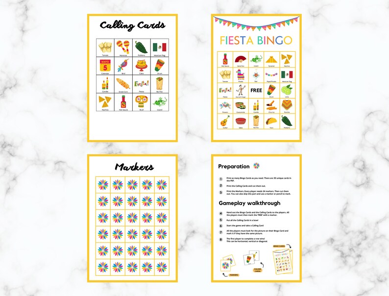 Fiesta Bingo Fiesta Activity for Kids 30 Fiesta Bingo Cards Fiesta Game ...