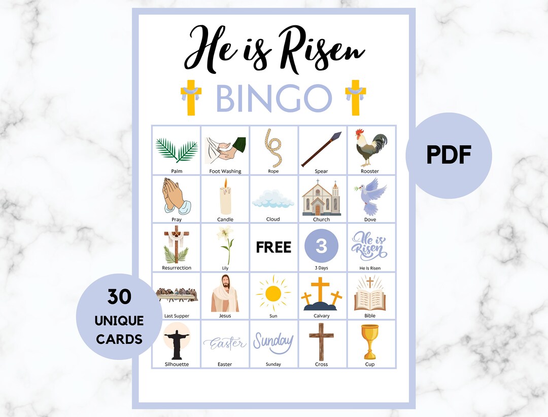 Resurrection Bingo - Easter Bible Bingo - 30 Resurrection Bingo Cards ...