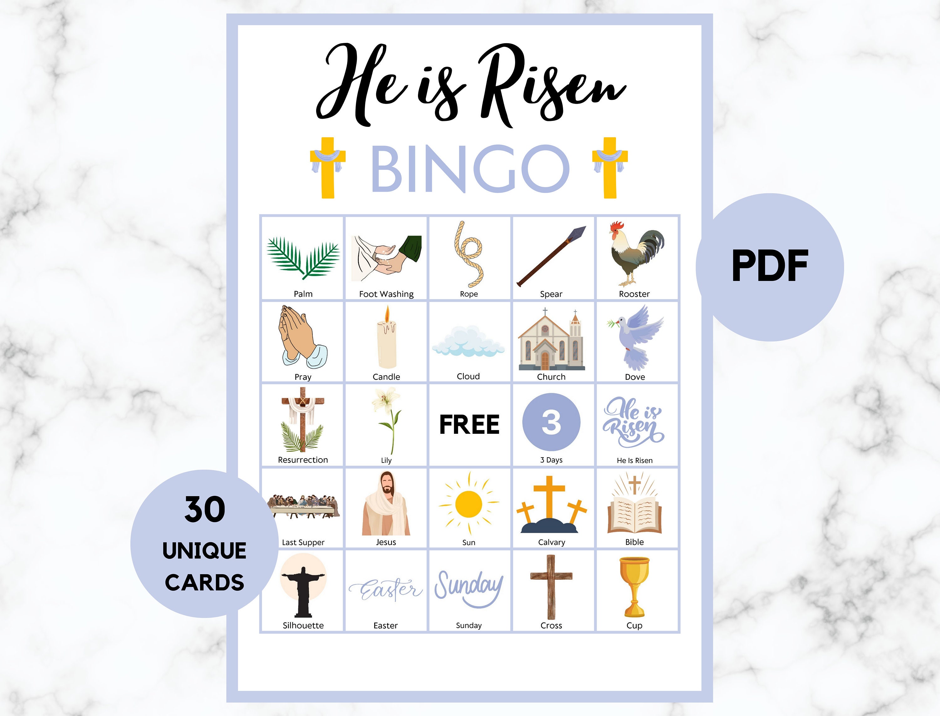 Resurrection Bingo - Easter Bible Bingo - 30 Resurrection Bingo Cards ...