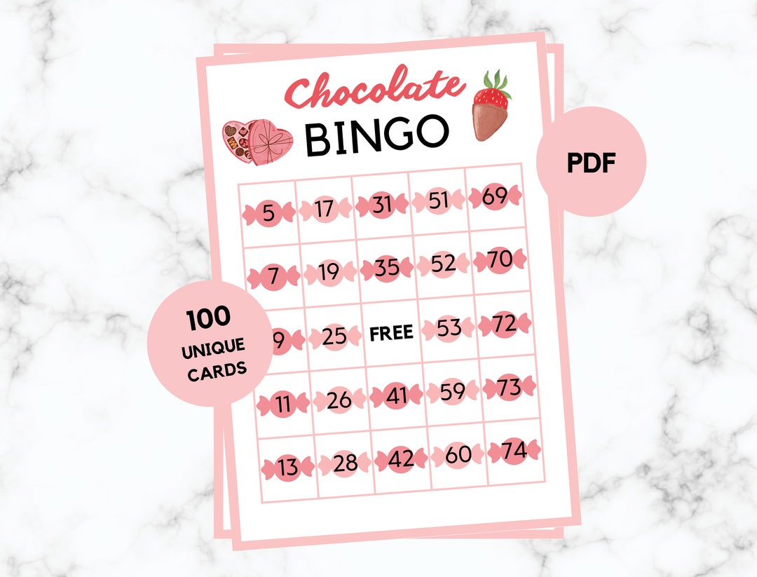 Chocolate Bingo - 100 Chocolate Bingo Cards - Chocolate Party Game ...