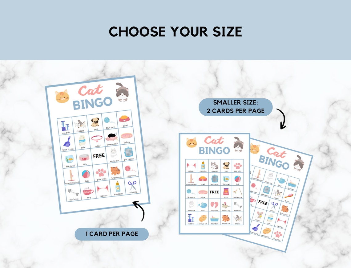 Cat Bingo - 30 Cat Bingo Cards - Cat Party Game - Cat Bingo - Birthday ...