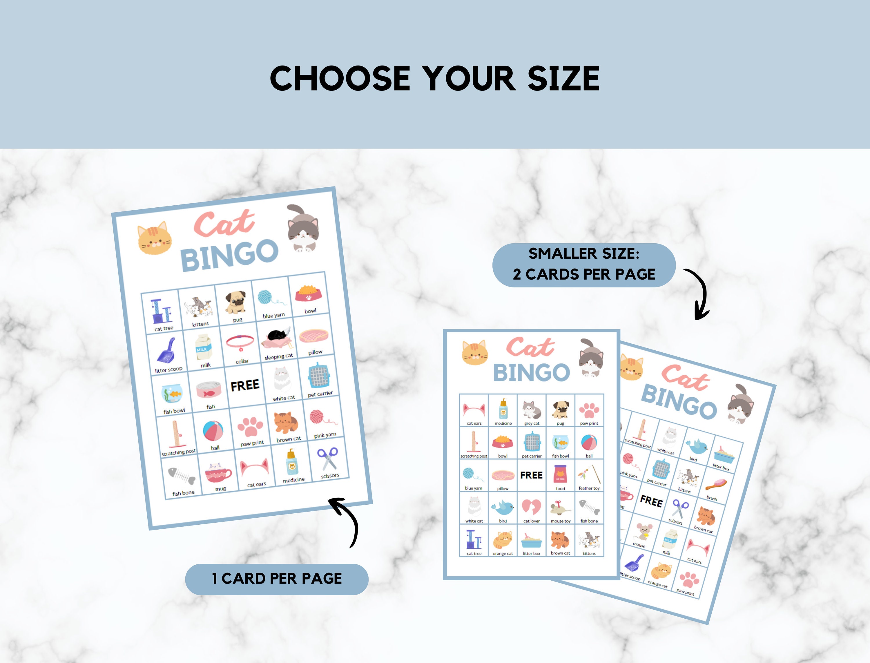 Cat Bingo - 30 Cat Bingo Cards - Cat Party Game - Cat Bingo - Birthday ...