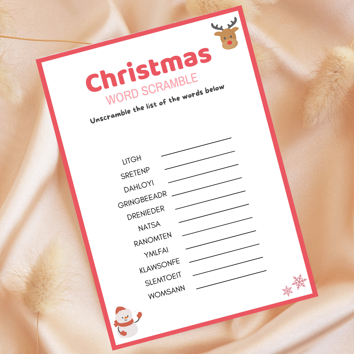 Christmas Word Scramble Fun Christmas Game Printable Christmas Game ...