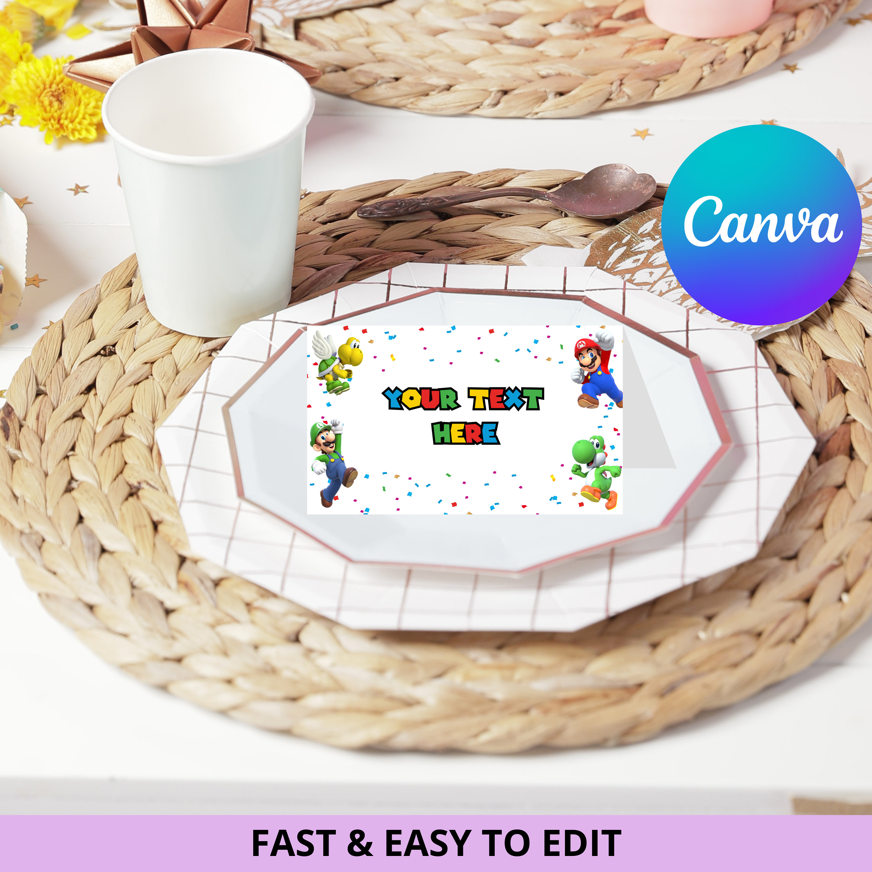 Mario Food Labels Printable Birthday Food Tents Super Mario Food Label ...