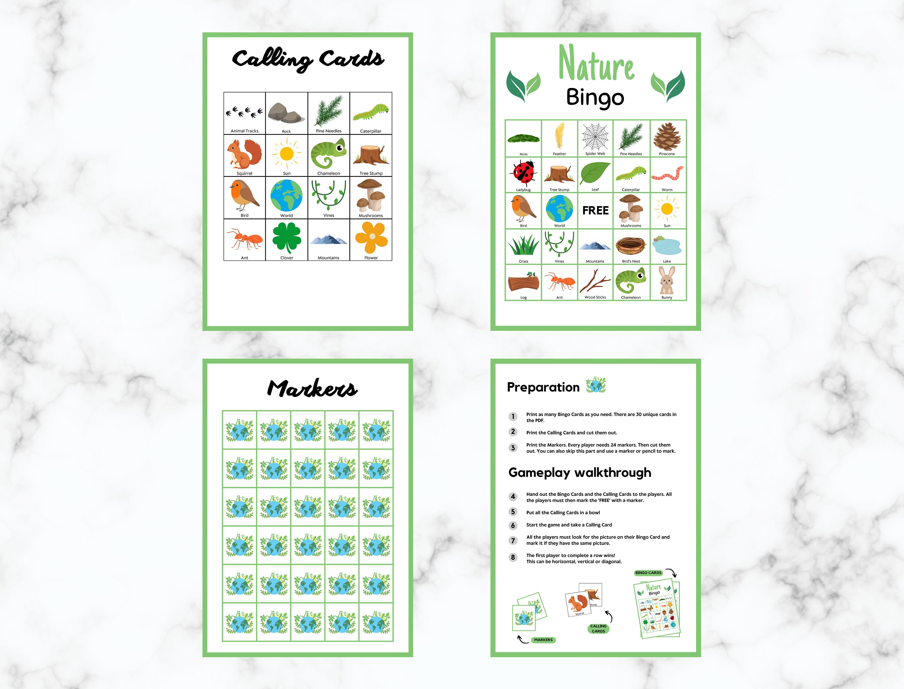 Nature Bingo - 30 Nature Bingo Cards - Nature Party Game - Nature Hike ...