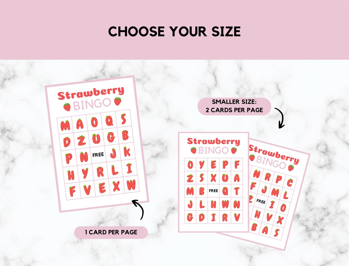 Strawberry Bingo - 30 Strawberry Bingo Cards - Strawberry Party Game ...