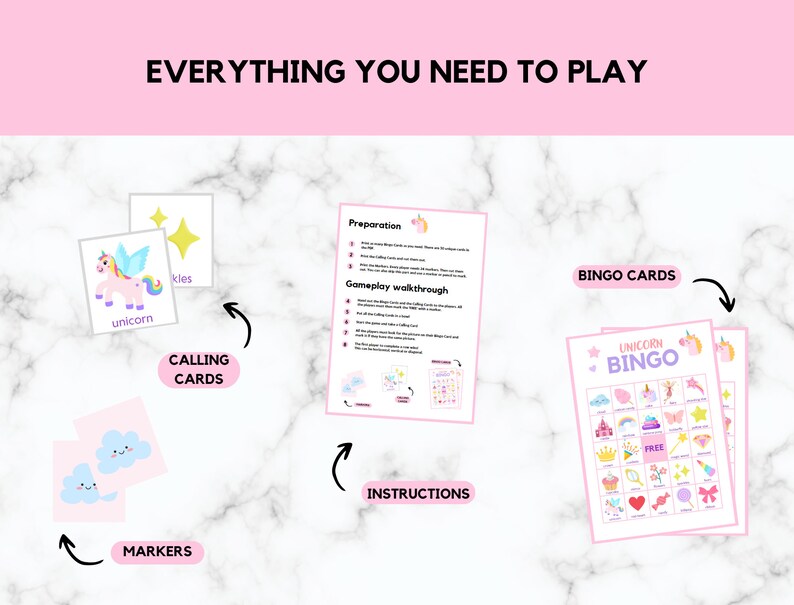 Unicorn Bingo - 30 Unicorn Bingo Cards - Unicorn Party Game - Unicorn ...