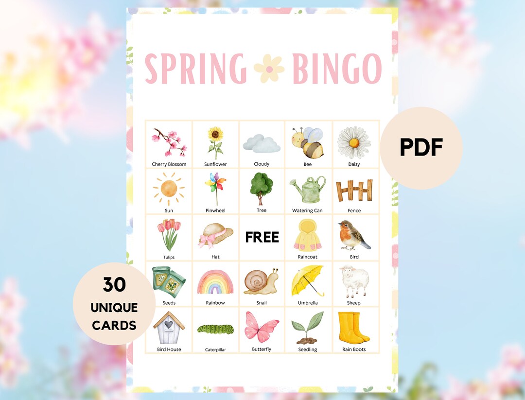 Spring Bingo Spring Activity 30 Spring Bingo Cards Spring Game Spring ...