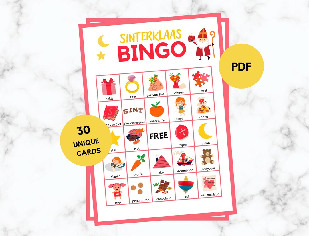 Sinterklaas Bingo - 30 Sinterklaas Bingo Cards - Sinterklaas Party Game ...