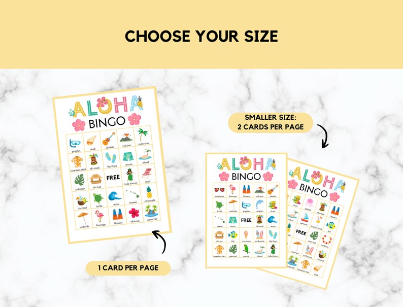 Aloha Bingo - 30 Aloha Bingo Cards - Aloha Party Game - Aloha Bingo ...