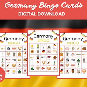 Germany Bingo - Travel Bingo - 30 Germany Bingo Cards - Germany Party ...