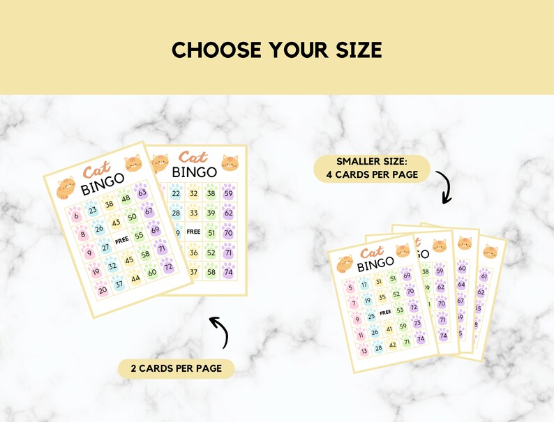 Cat Bingo - 100 Cat Bingo Cards - Cat Party Game - Cat Birthday - Cat ...