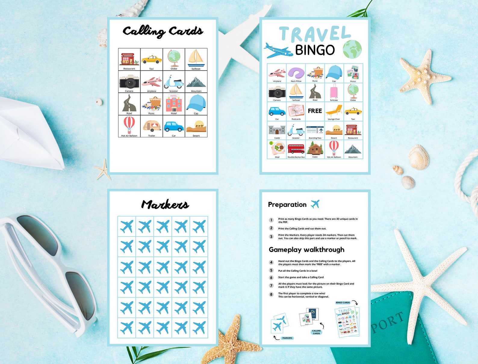 Travel Bingo - 30 Travel Bingo Cards - Travel Party Game - Travel ...