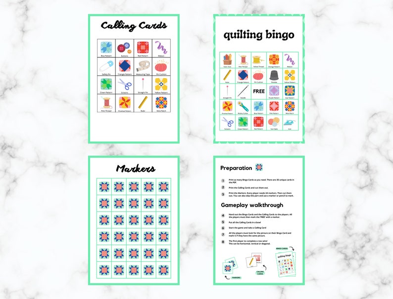 Quilt Bingo 30 Quilt Bingo Cards Quilt Game Quilt Activity Quilting ...
