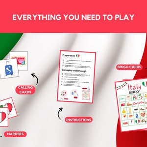 Italy Bingo - Travel Bingo - 30 Italy Bingo Cards - Italy Party Game ...