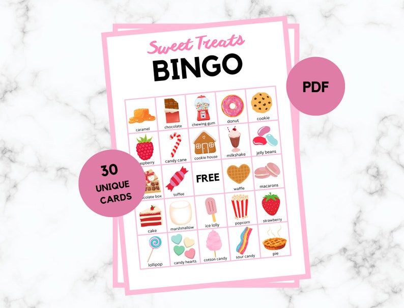 Sweet Treats Bingo - 30 Sweet Treats Bingo Cards - Sweet Treats Party ...