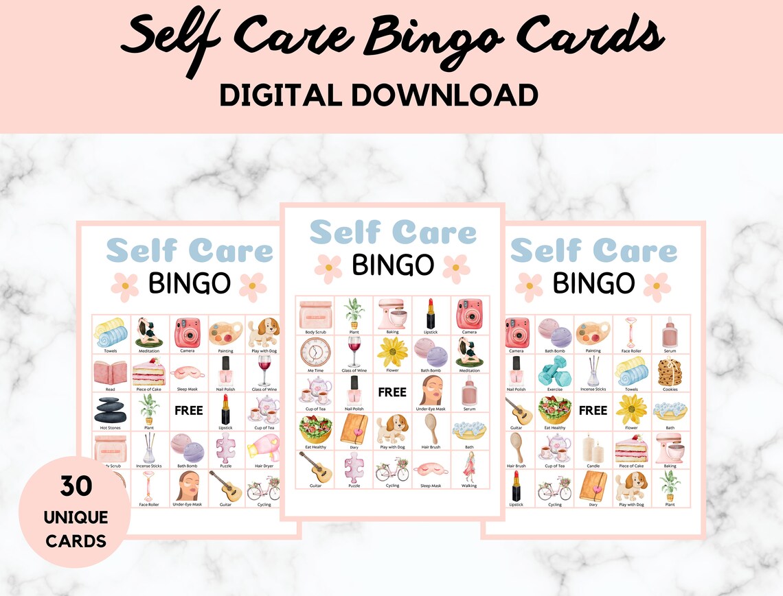 Self Care Bingo - 30 Self Care Bingo Cards - Self Care Birthday ...