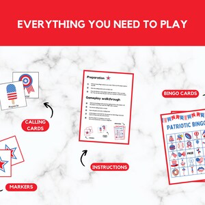 Patriotic Bingo - Independence Day Bingo - 30 4th of July Bingo Cards ...