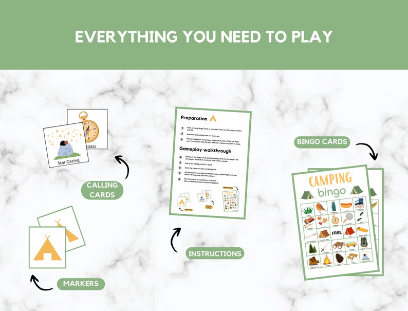 Camping Bingo Campground Activity 30 Camping Bingo Cards Camping Game ...