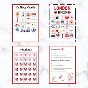 London Bingo - Travel Bingo - 30 London Bingo Cards - London Party Game ...