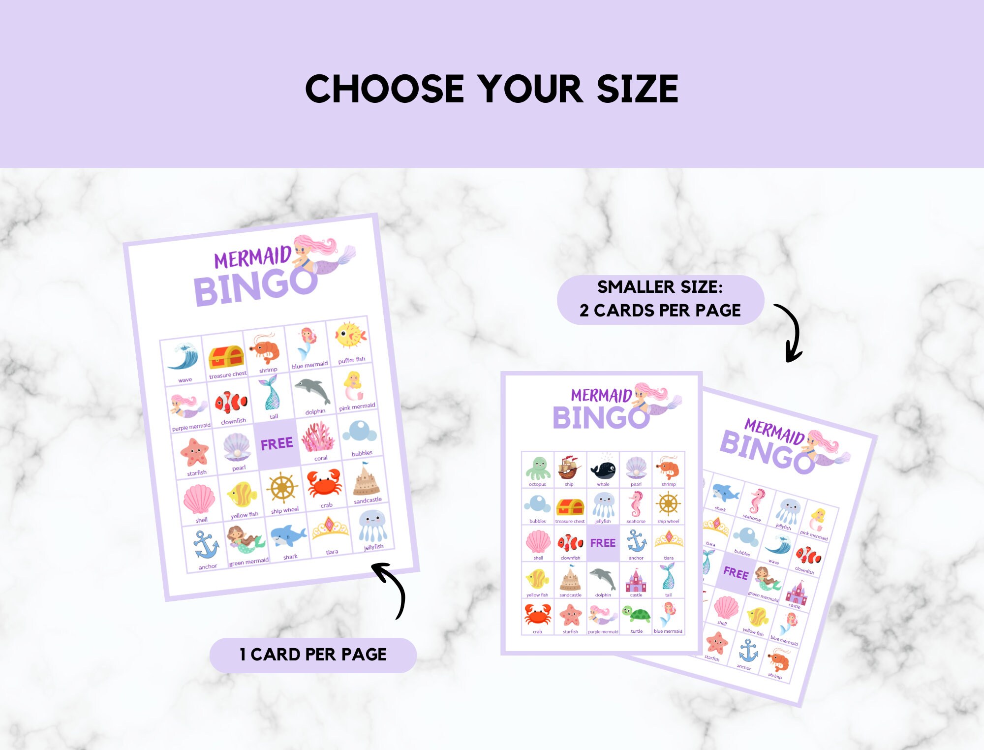 Mermaid Bingo - 30 Mermaid Bingo Cards - Mermaid Party Game - Mermaid ...