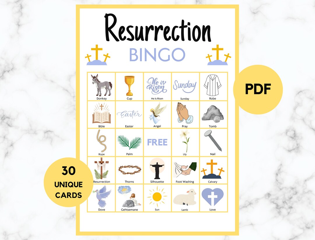 Resurrection Bingo - Easter Bible Bingo - 30 Resurrection Bingo Cards ...