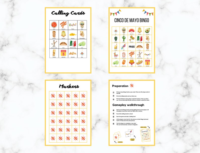 Cinco De Mayo Bingo Cinco De Mayo Activity for Kids 30 Fiesta Bingo ...