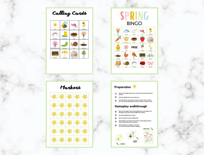 Spring Bingo - Spring Activity- 30 Spring Bingo Cards - Spring Game ...