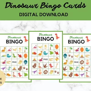 Dinosaur Bingo - 30 Dinosaur Bingo Cards - Dinosaur Party Game ...