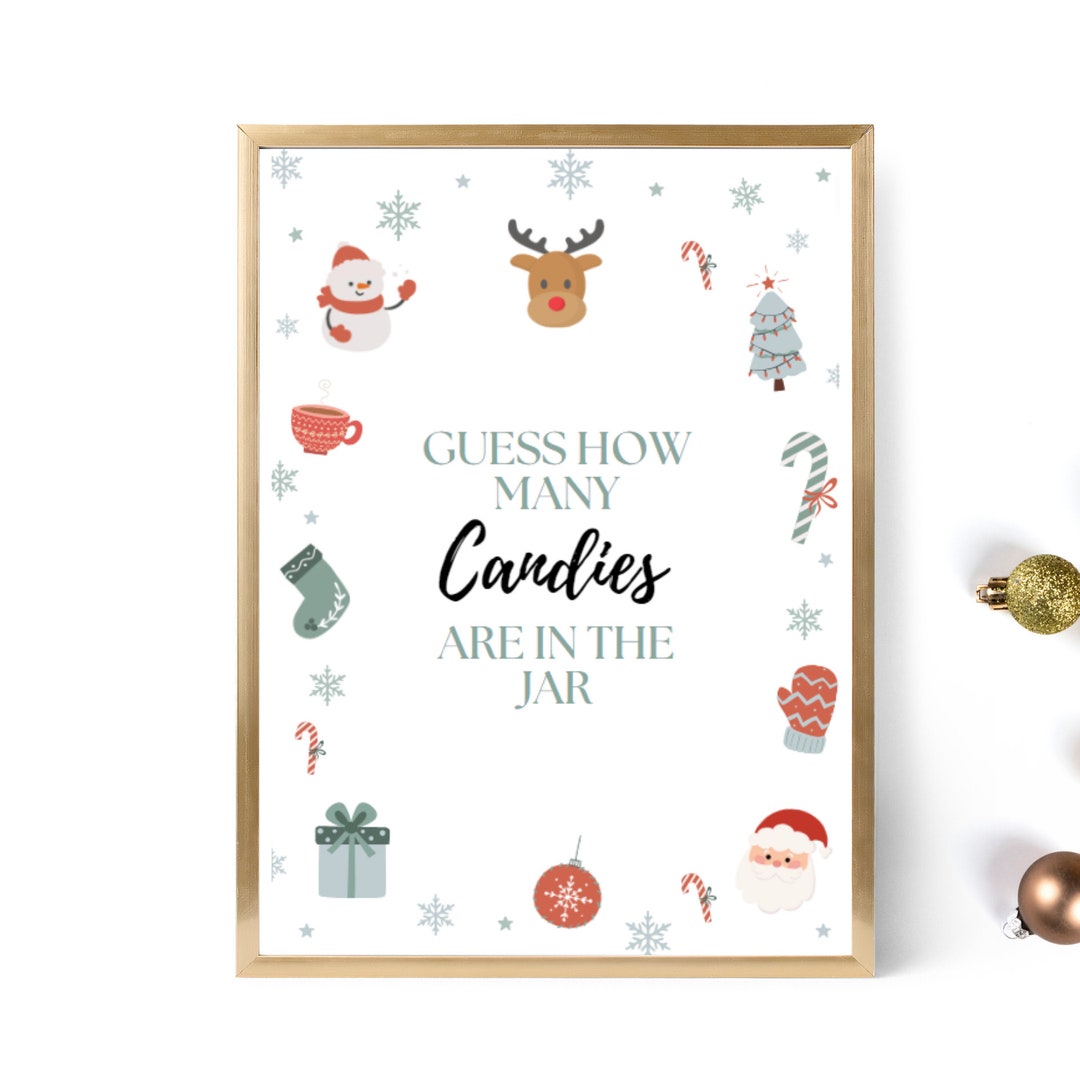 Guess How Many Candies Are in the Jar Poster Christmas Theme Christmas ...