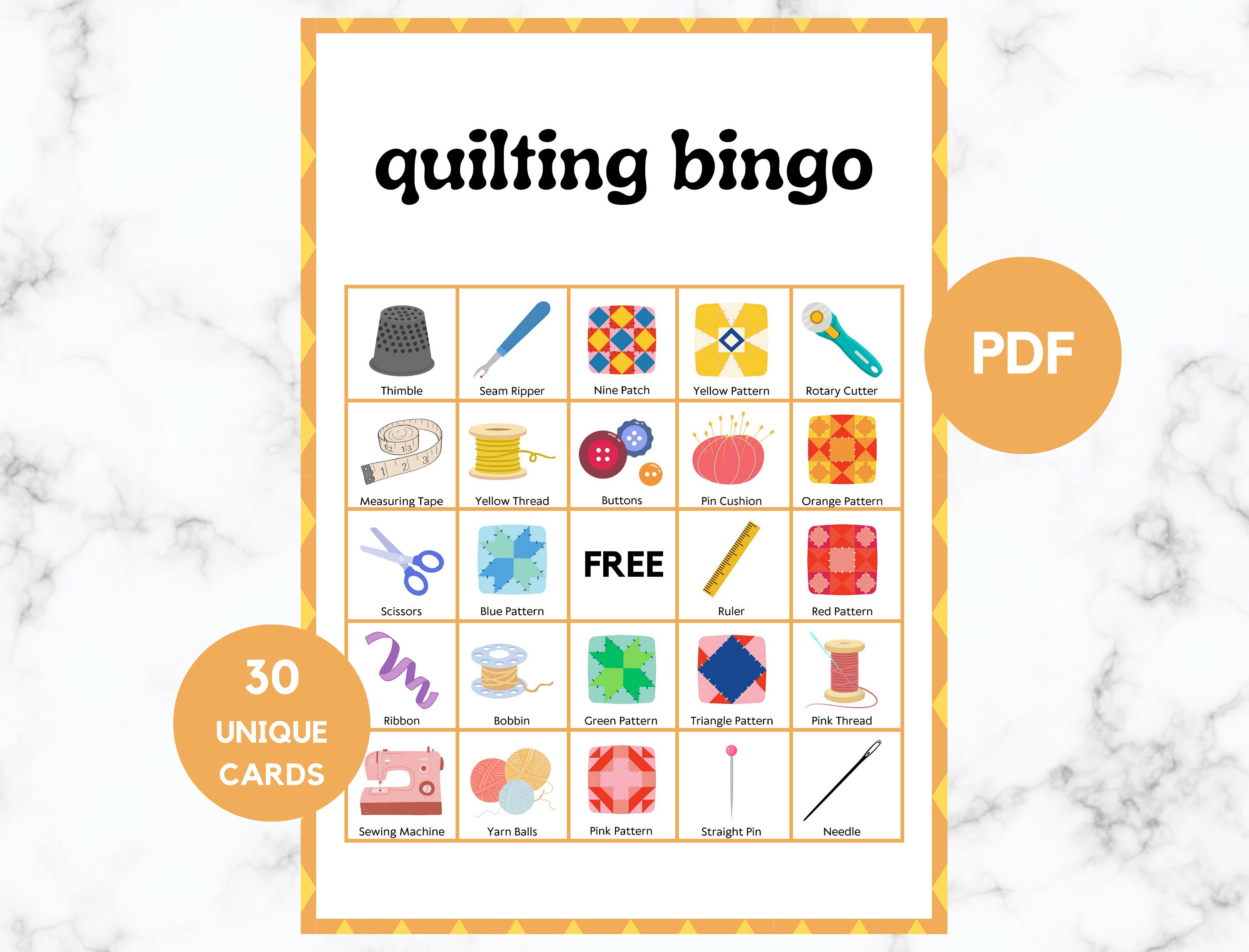 Quilt Bingo 30 Quilt Bingo Cards Quilt Game Quilt Activity Quilting ...
