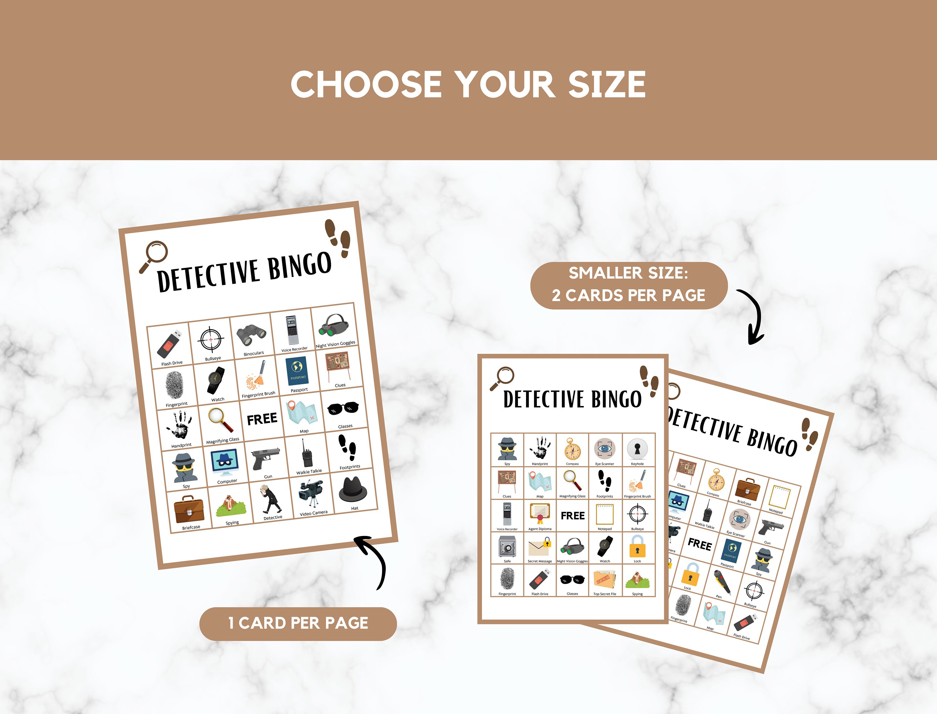 Detective Bingo - Spy Birthday Activity- 30 Detective Printable Bingo ...