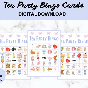 Tea Party Bingo - High Tea Bingo - 30 Tea Party Bingo Cards - Tea Party ...