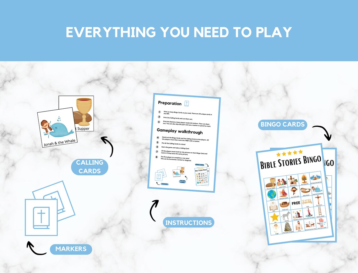 Bible Stories Bingo - 30 Bible Stories Bingo Cards - Bible Stories ...