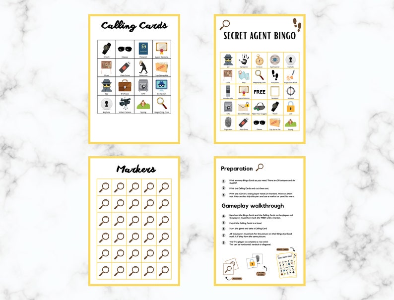 Secret Agent Bingo - Spy Birthday Activity- 30 Detective Printable ...