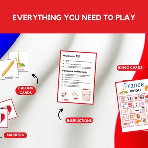 France Bingo - Travel Bingo - 30 France Bingo Cards - France Party Game ...