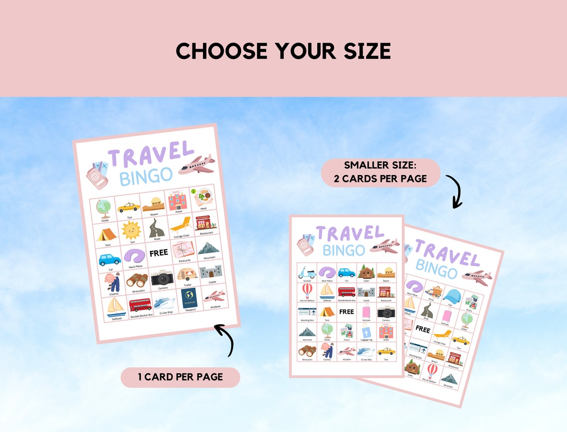 Travel Bingo - 30 Travel Bingo Cards - Travel Party Game - Travel ...