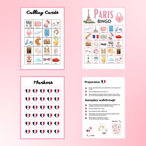 Paris Bingo - Travel Bingo - 30 Paris Bingo Cards - Paris Party Game ...