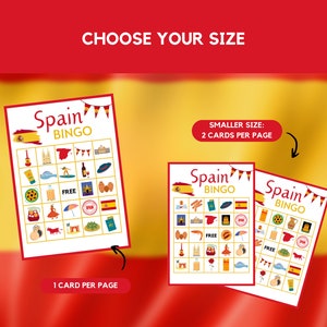 Spain Bingo - Travel Bingo - 30 Spain Bingo Cards - Spain Party Game ...
