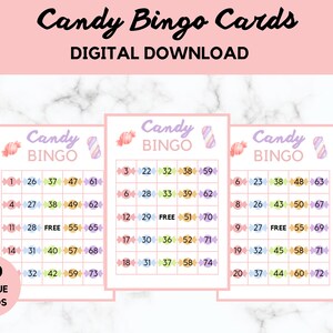 Candy Bingo - 100 Candy Bingo Cards - Candy Party Game - Candy Birthday ...